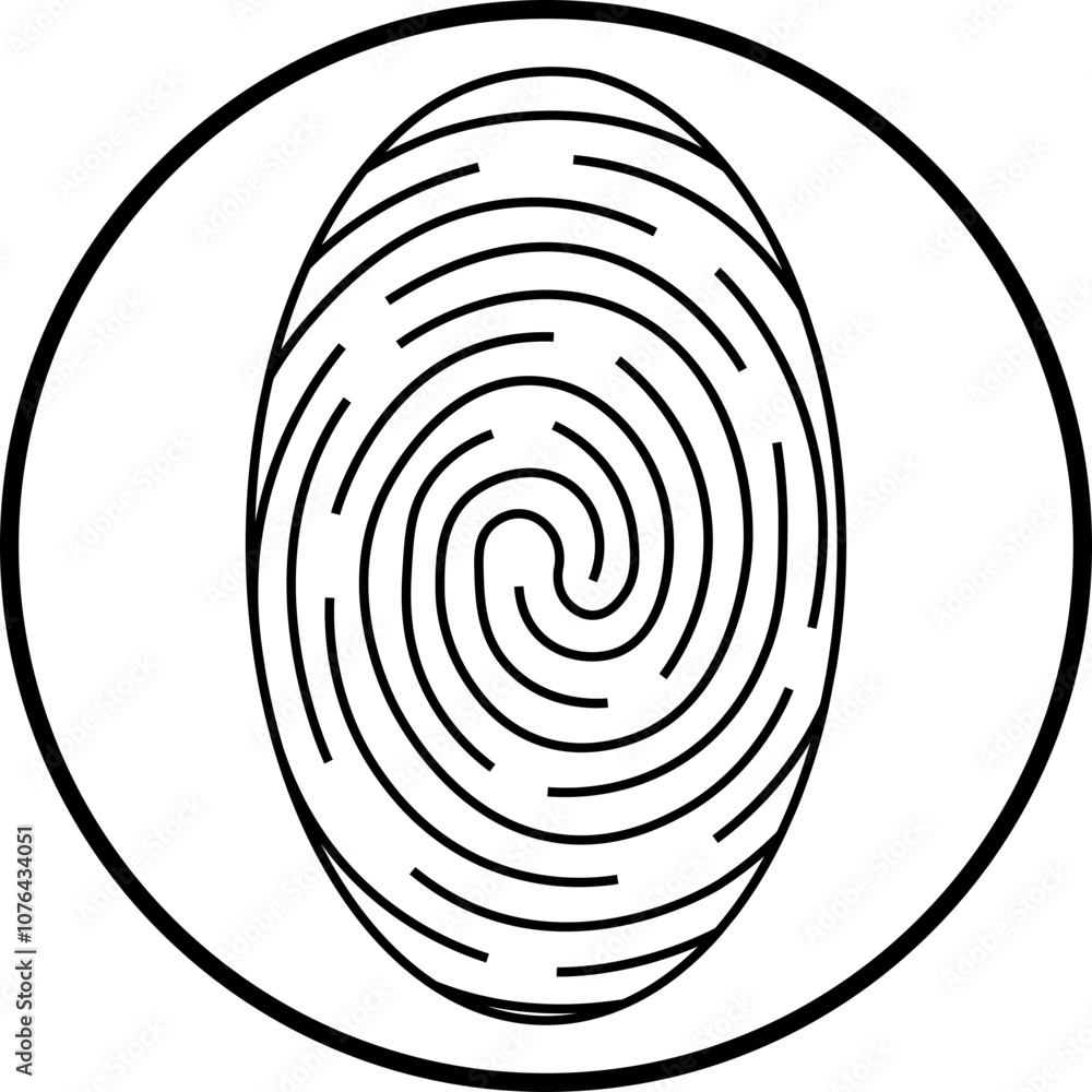 Fingerprint icon. Personal id identity. Press finger, scan for safety ...