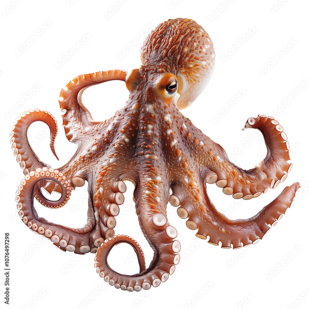 Beautiful octopus, full body, isolated on a transparent background ...
