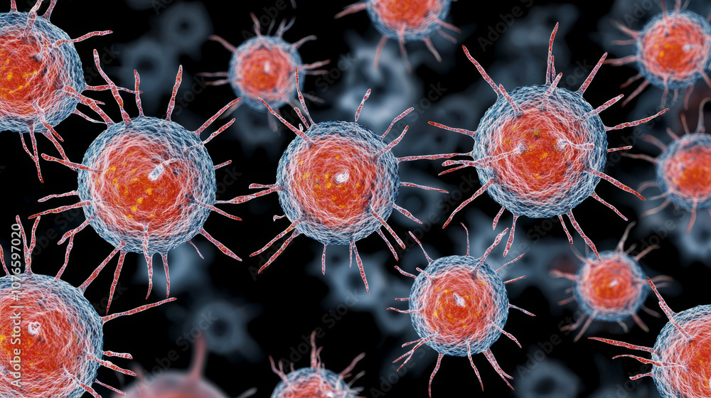 Immune system cells, specifically natural killer cells, are depicted in ...