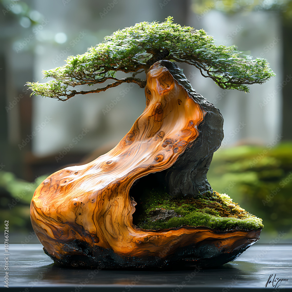Bonsai,Featuring smooth curves resembling the flowing hair of an ...