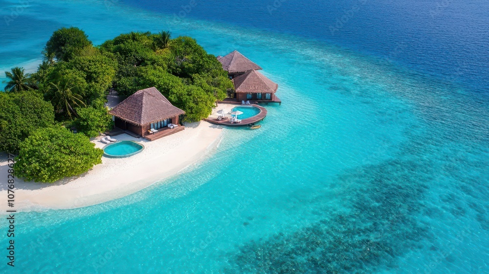 Millionaire s private island with multiple beachfront villas, clear ...