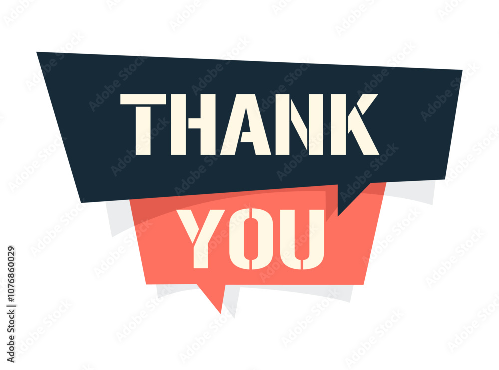 Thank you speech bubble text banner isolated on white background for ...