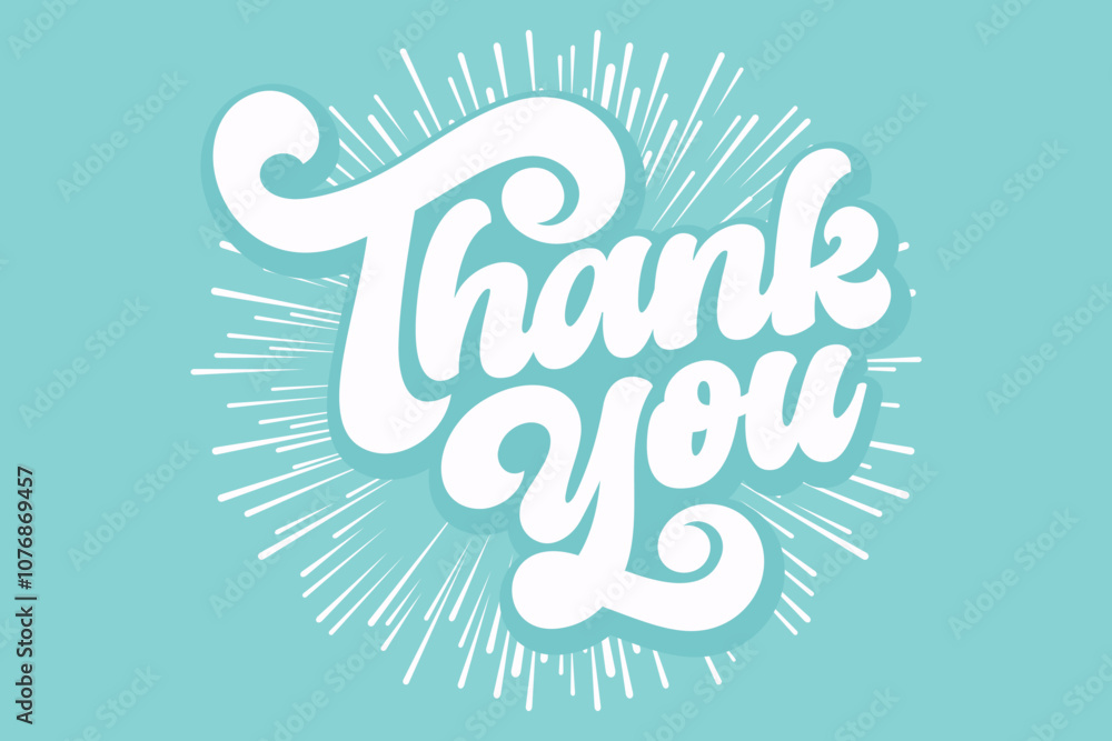 Thank you card hand lettering isolated on light green background ...