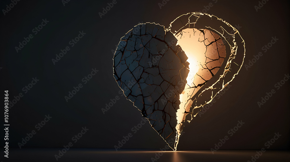 Outline of a broken heart with a faint inner glow. Wallpaper Stock ...