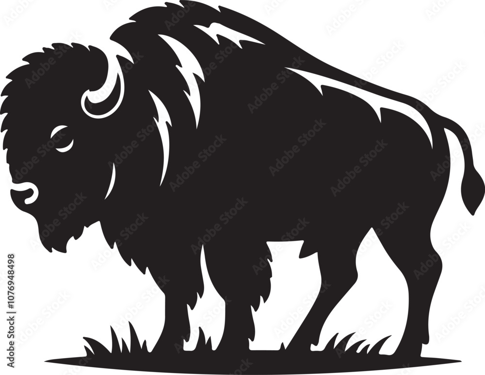 Bison Silhouette Vector Art on White Background - Powerful Plains ...