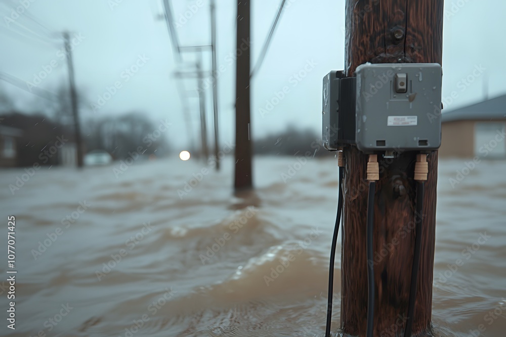 Floodwater creeping up an electrical pole – Highlighting risks of ...