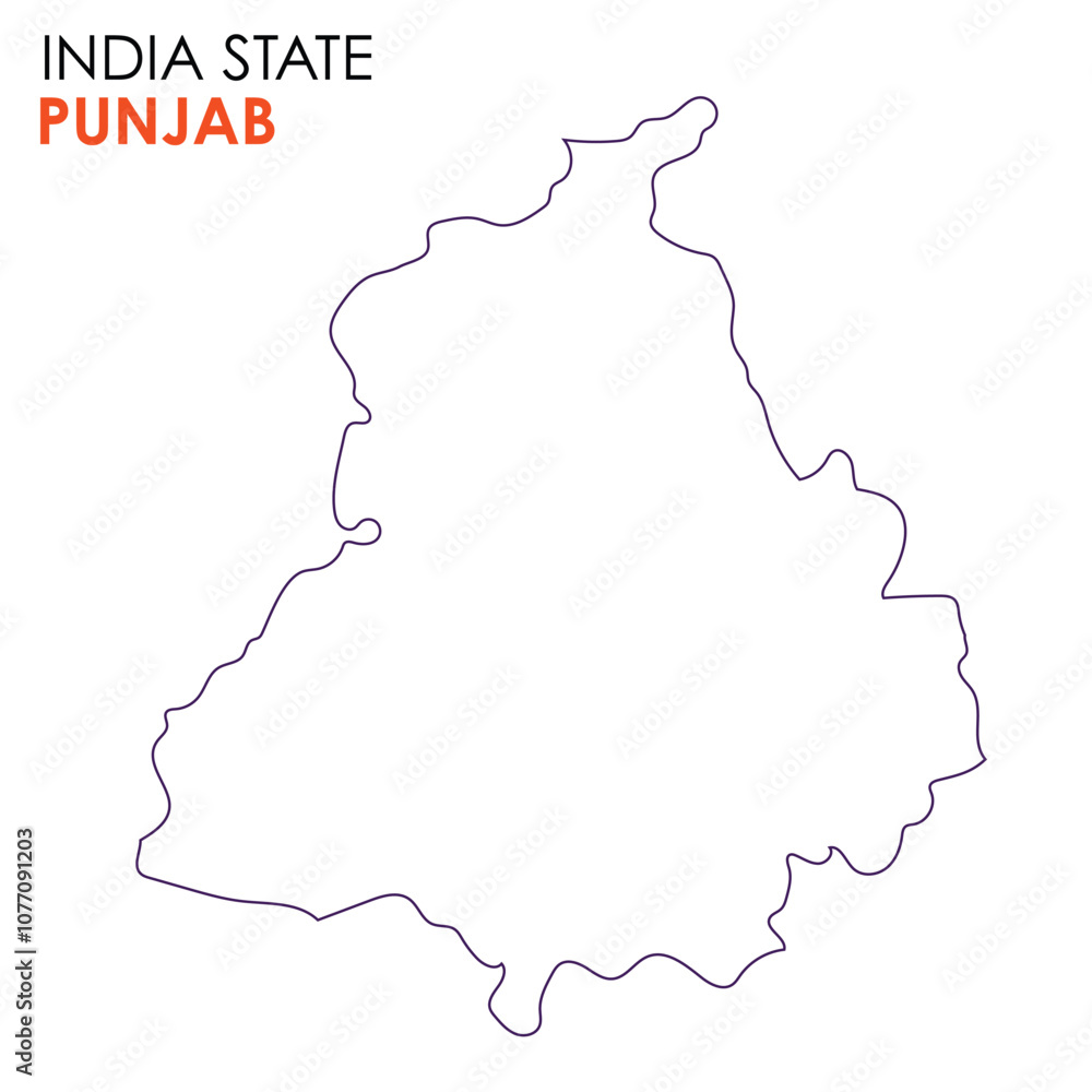 Punjab map of Indian state. Punjab map vector illustration. Punjab ...
