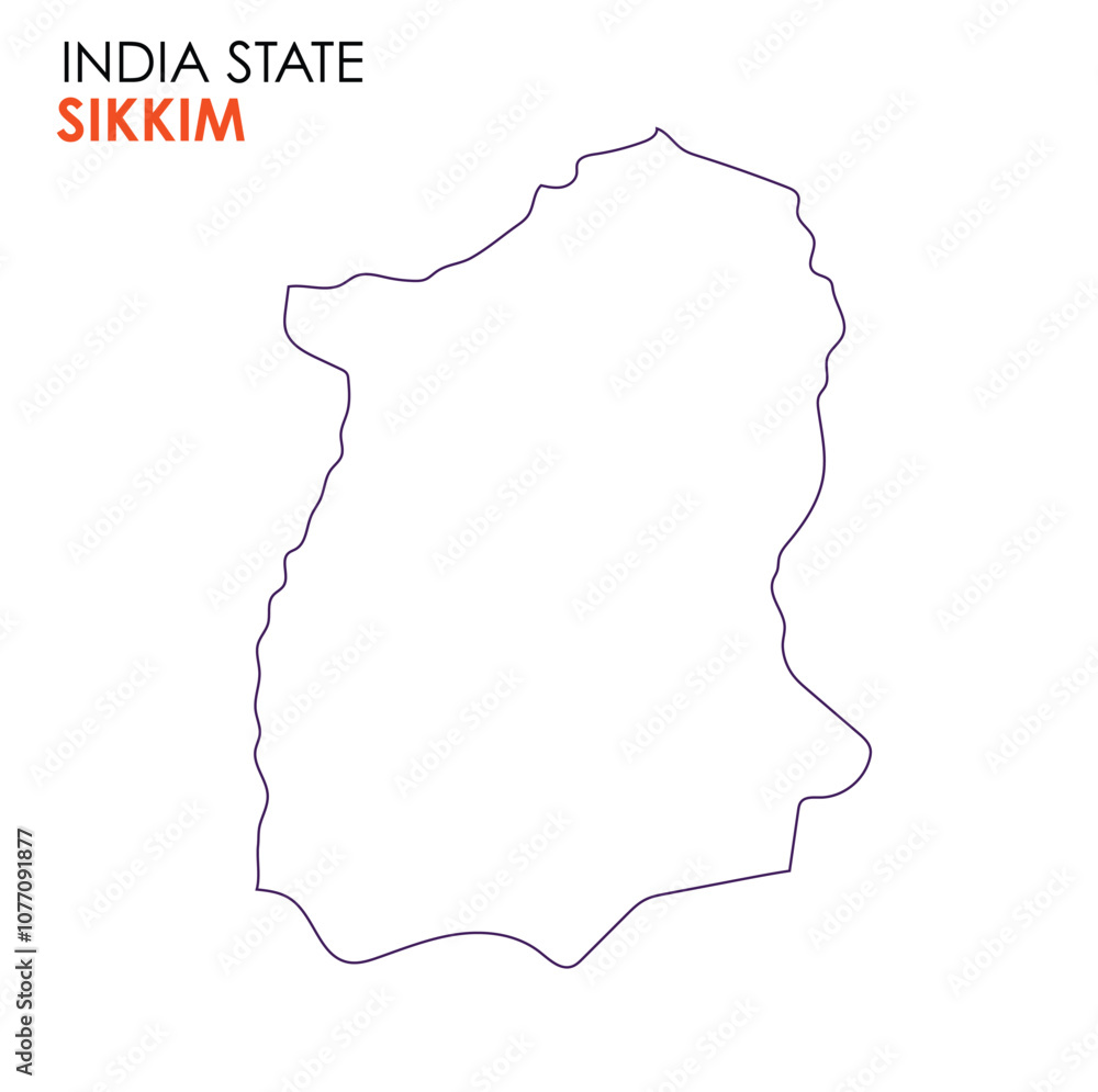 Sikkim map of Indian state. Sikkim map vector illustration. Sikkim ...