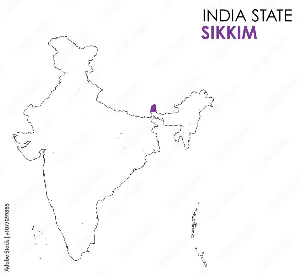 Sikkim map of Indian state. Sikkim map vector illustration. Sikkim ...