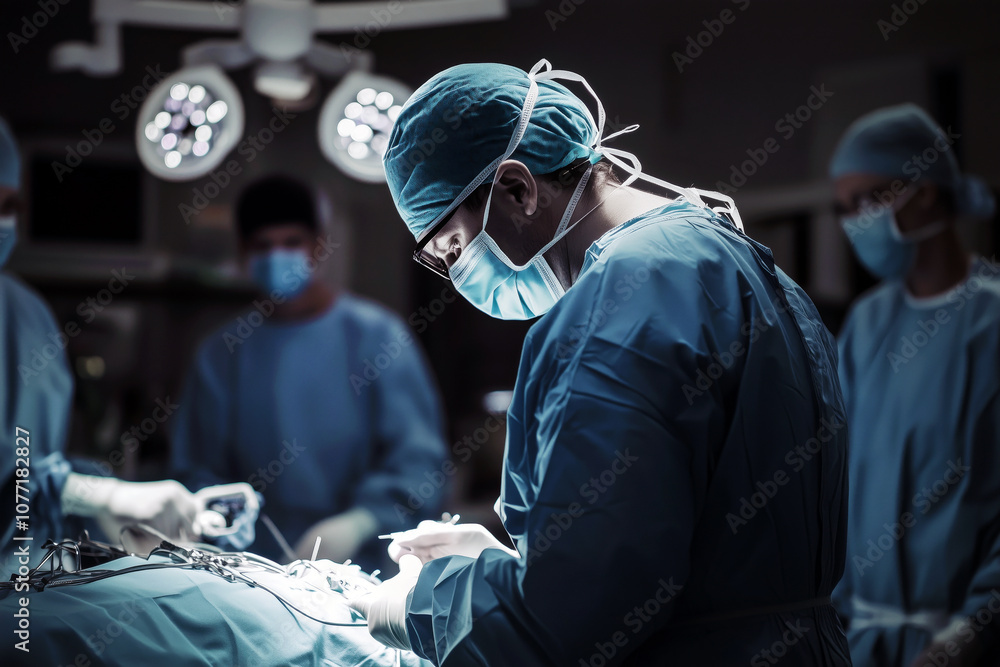 Scene of a surgeon performing open-heart surgery, showing the details of the procedure. Stock ...