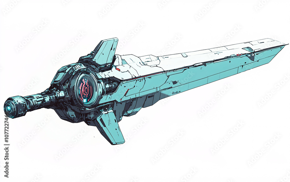 Futuristic Sword-Shaped Spaceship Concept Art, Blending Sci-Fi Technology with Weapon-Inspired ...