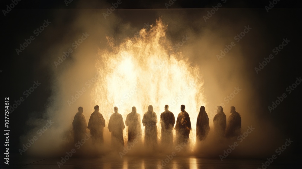Pentecost. The Holy Spirit descending on the apostles as tongues of ...