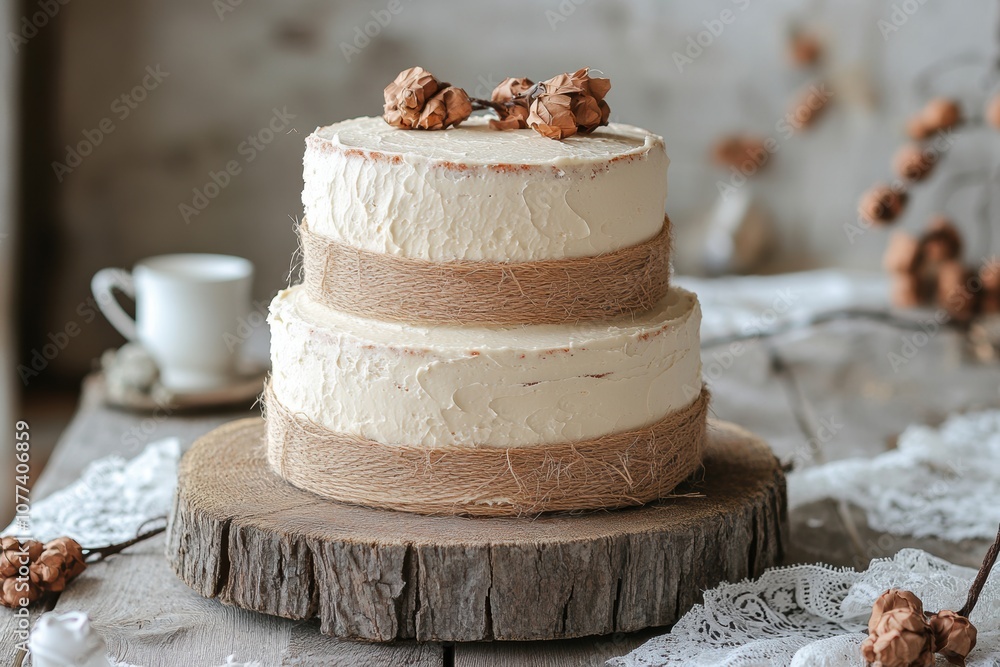 rustic wedding cake, a rustic two-tier wedding cake with textured icing ...