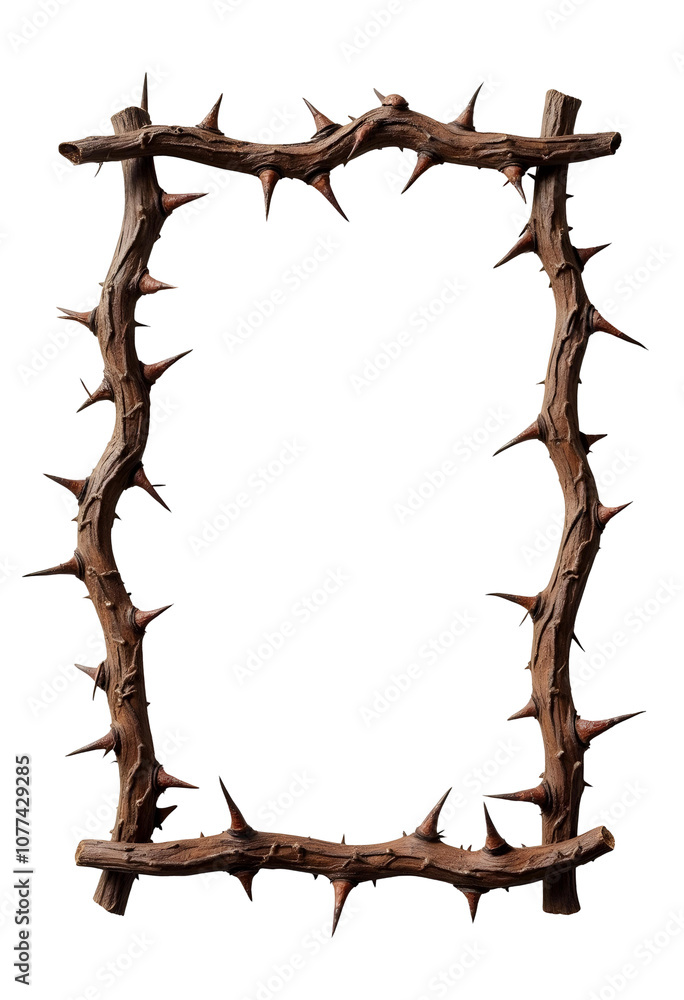 spiked vine frame isolated on transparent background, template Stock ...
