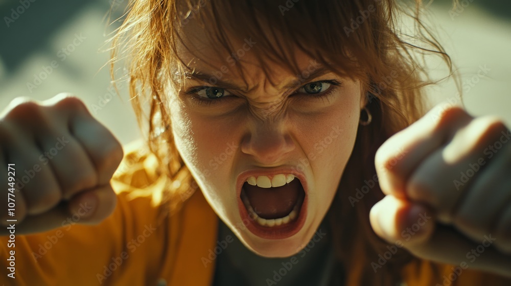 Intense expression with clenched fists, capturing raw emotion and ...