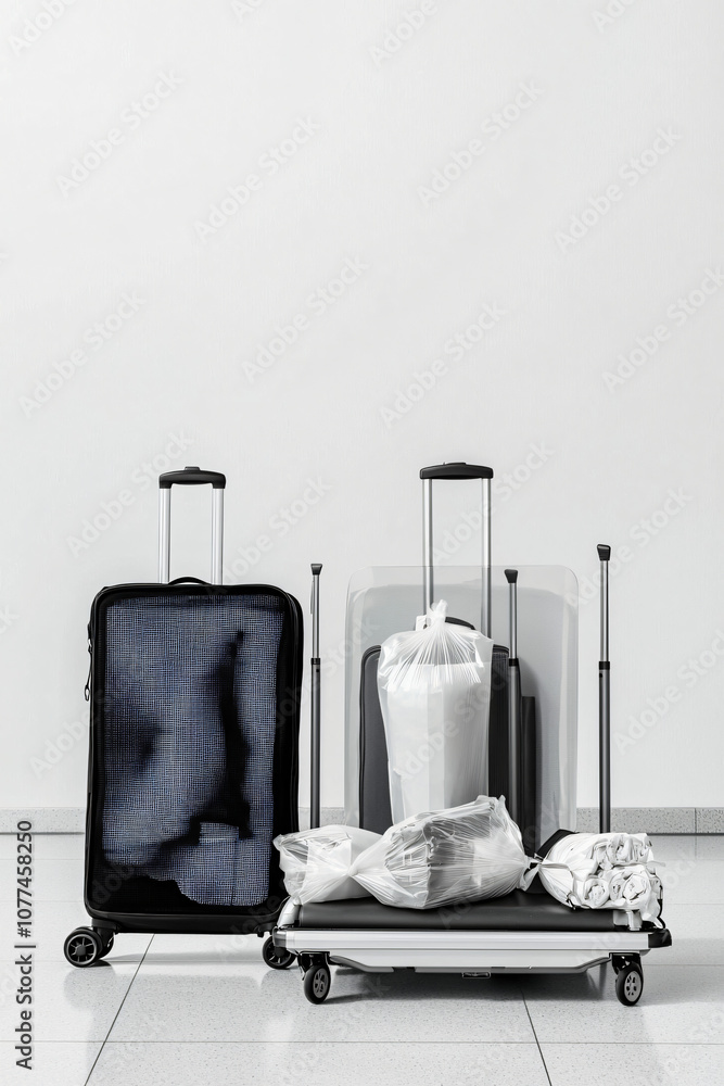 security screening x-ray image showing prohibited items in carry-on bag ...