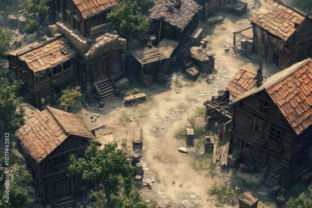 Rural Village Road Rustic Town Street and Houses Tabletop RPG Map ...