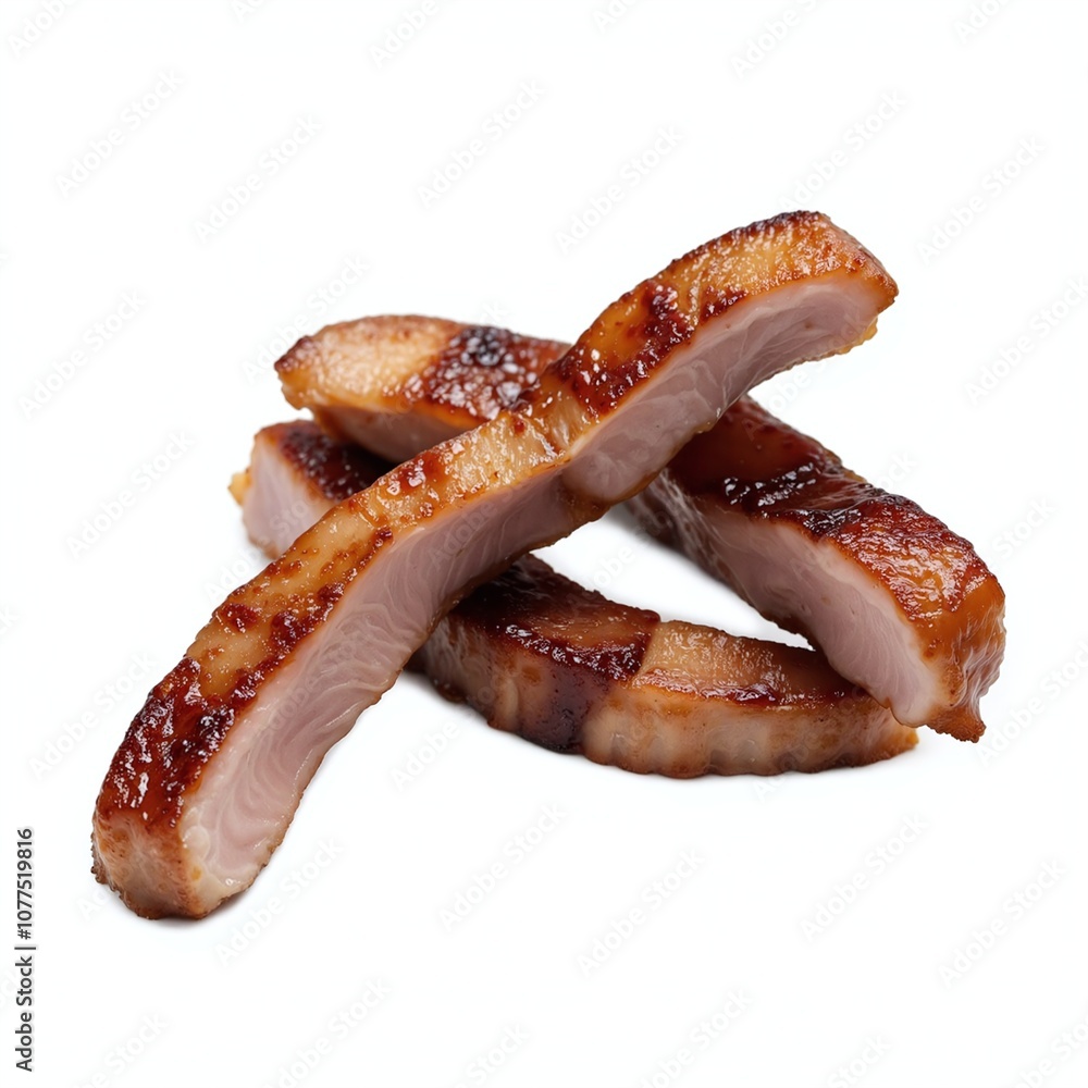 Delicious Pork Belly Bites Featuring Crisp Texture - White Background ...