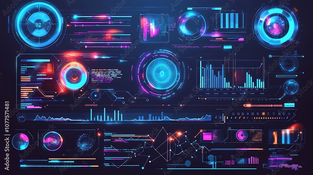 Abstract technology ui futuristic concept hud interface hologram elements of digital data chart ...