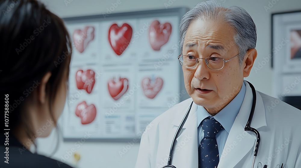 Japanese cardiologist explaining heart conditions a patient detailed ...