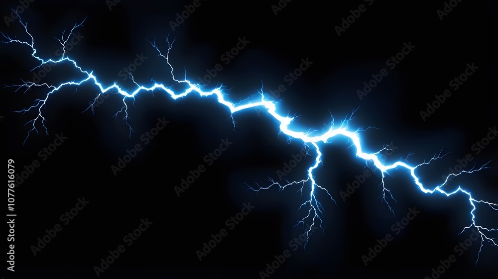 Electric blue lightning bolt overlay the dark background, representing ...