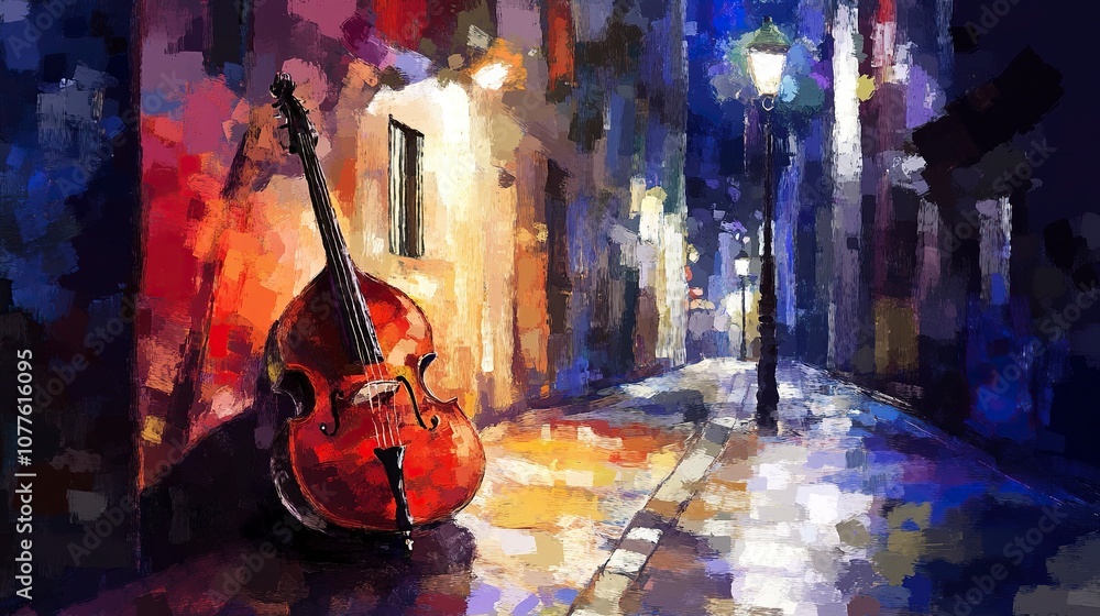 jazz, brighter, happy, white tone, alley road, no people, street lamp ...