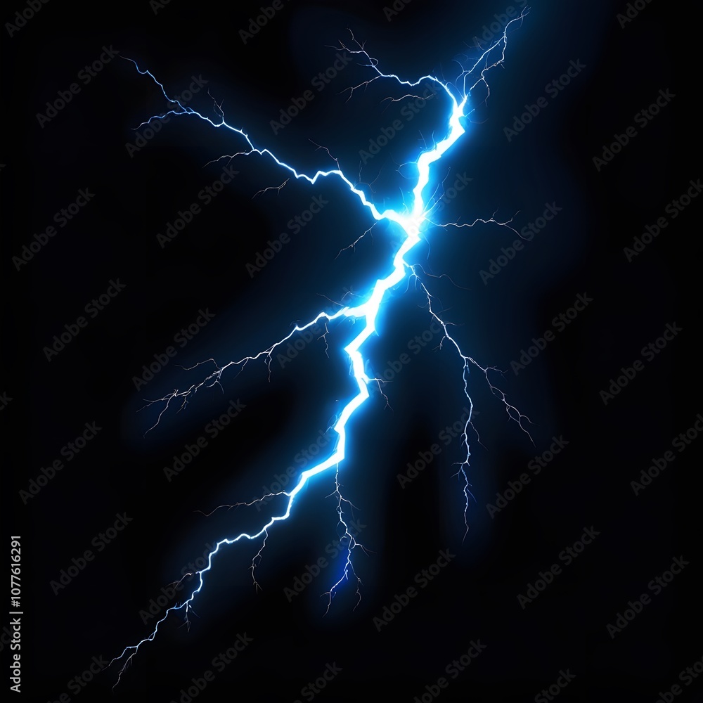 Electric blue lightning bolt overlay the dark background, representing ...