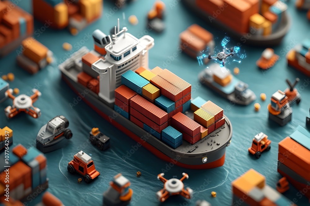 Towering container ships navigating across vast oceans bustling ...