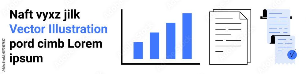 Bar chart showing growth, two types of documents including file folders ...