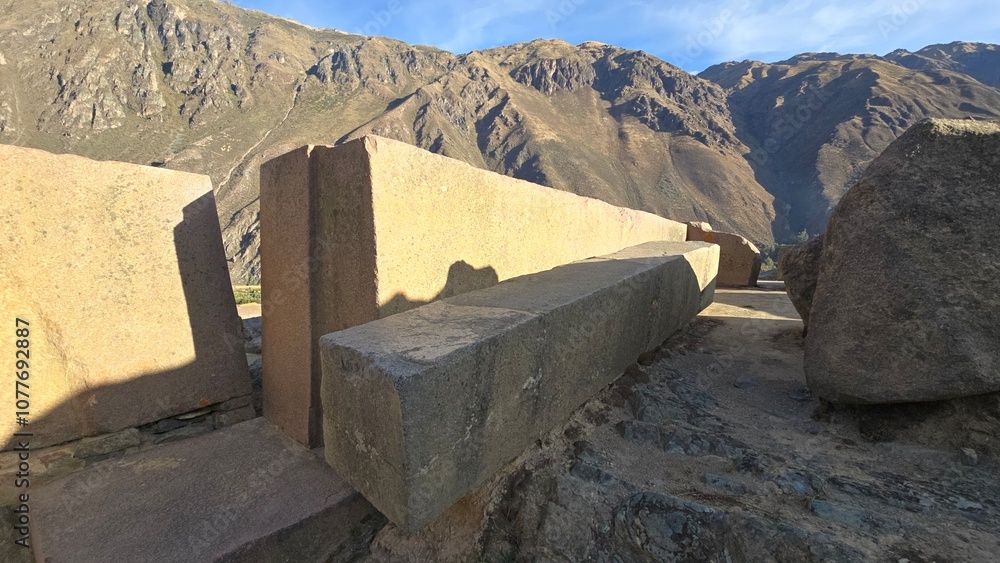 Massive ancient blocks that were planned for use at Ollantaytambo ...