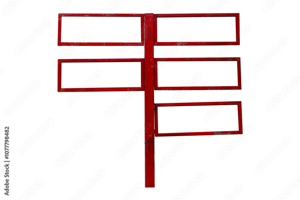 Old empty steel sign structure isolated on cut out PNG or transparent ...