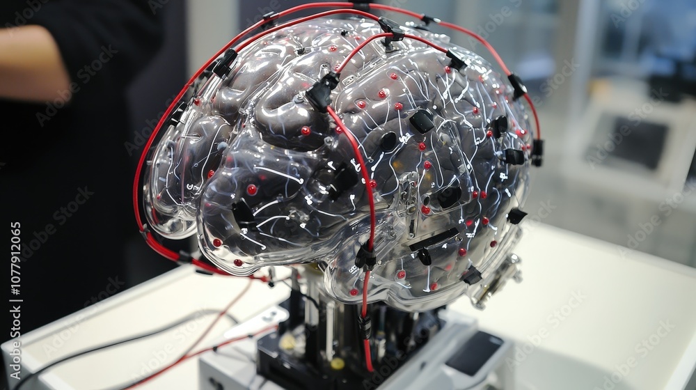 Advanced EEG and fMRI brain scanning equipment capturing neural ...