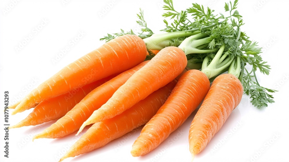 23.A cluster of baby carrots arranged in a loose pile on a white ...
