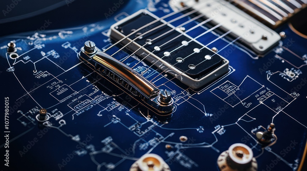Blueprint of a guitars jack input and switch system, showcasing the ...