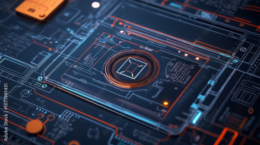 Blueprint of a smartphones wireless charging module, showing the ...