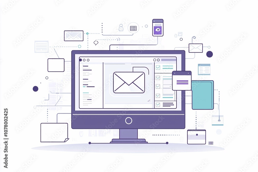 Isolated on white, a modern computer screen showcases a webmail ...