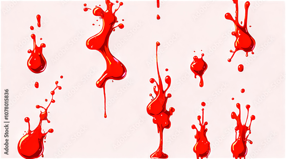 “Splash of Blood in Various Drip Patterns” – A Set of Vivid and ...