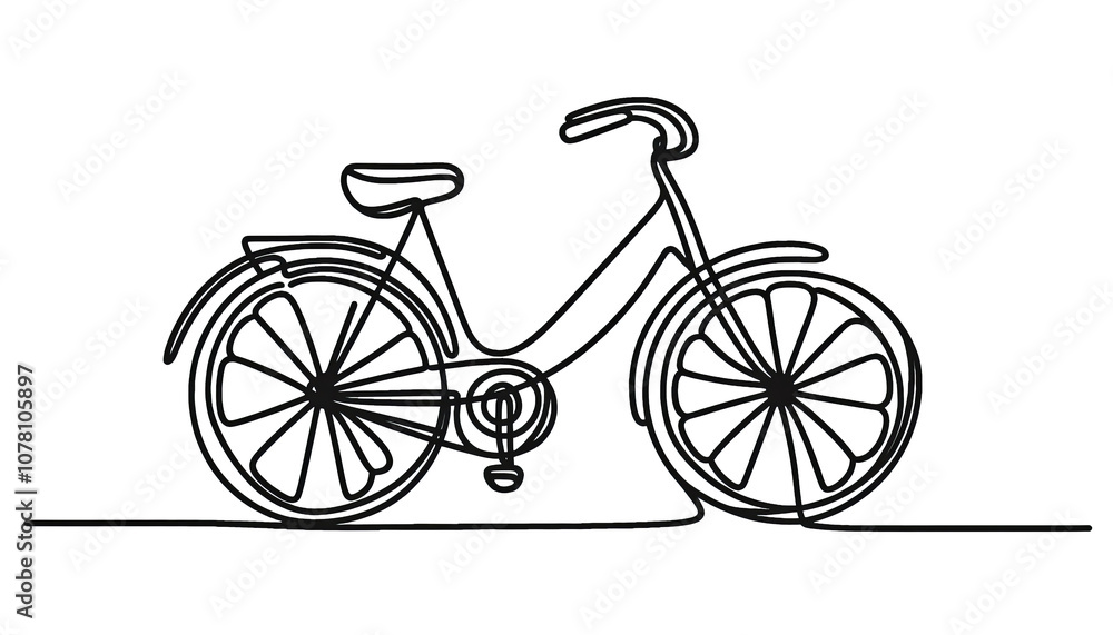 Simple one line drawing of a Bike . Transparent background png file ...