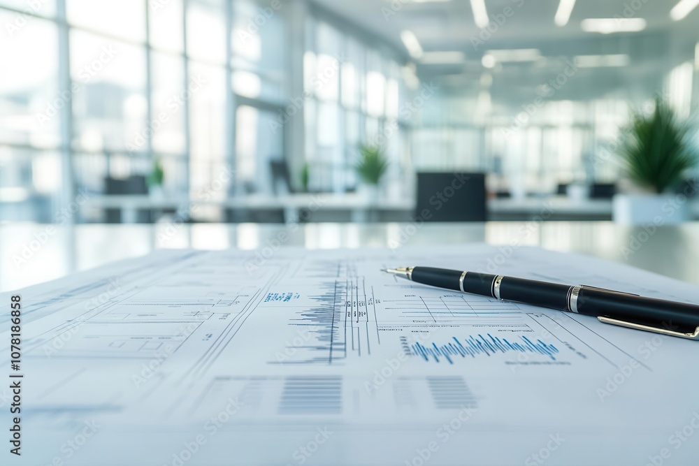 Blueprint with SWOT analysis and market segmentation displayed in a ...