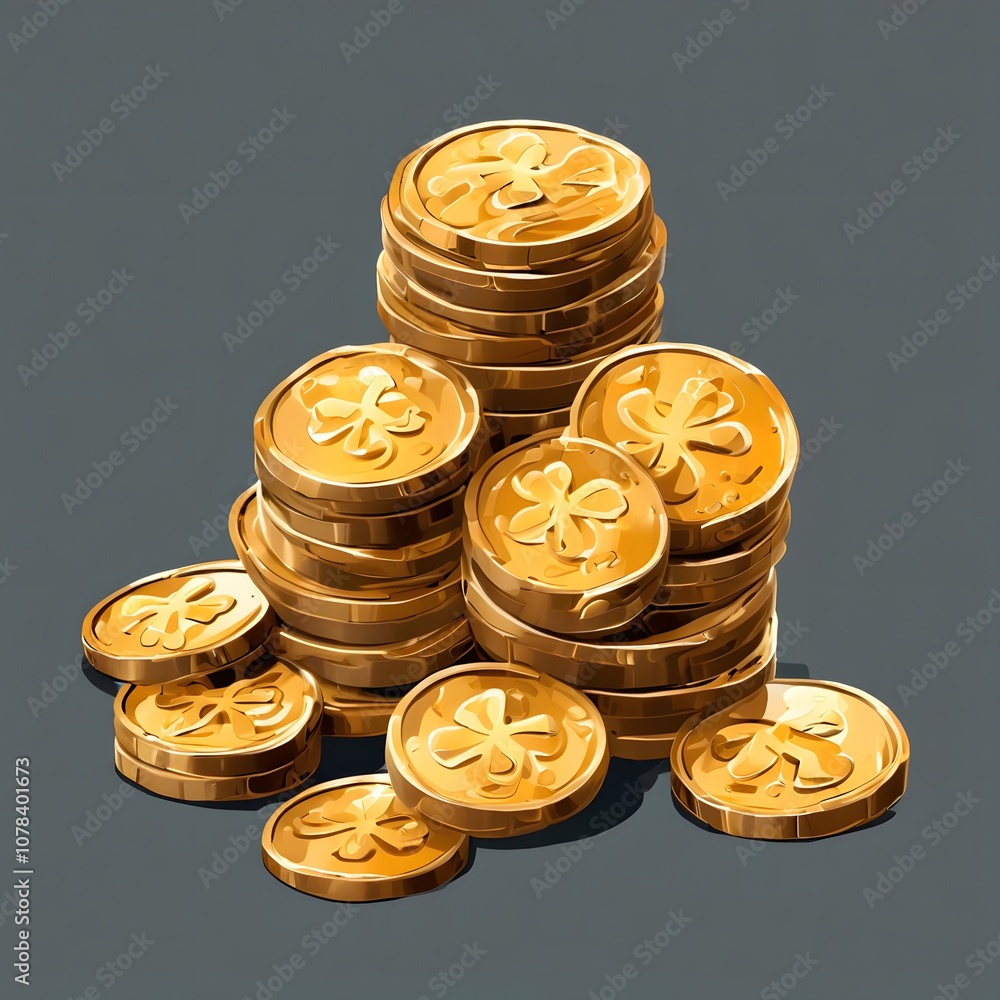 Stack of Shiny Gold Coins with Intricate Engravings – High-Resolution ...