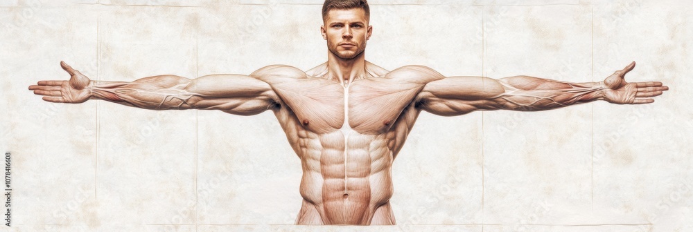 Medical illustration of muscle contraction, realistic, composite ...