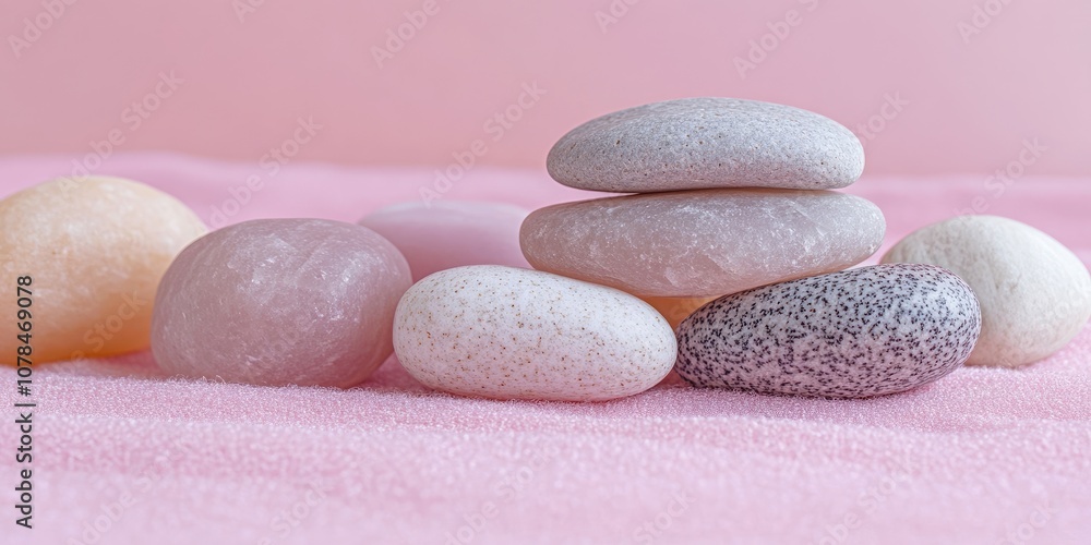 The concept of Natural Yoni featuring Healing Stones set against a pink ...