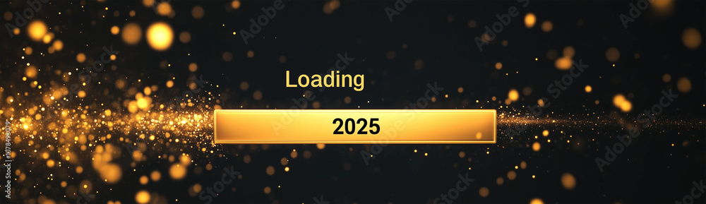 Scritta "Loading 2025" (in caricamento il nuovo anno 2025). Buon anno ...
