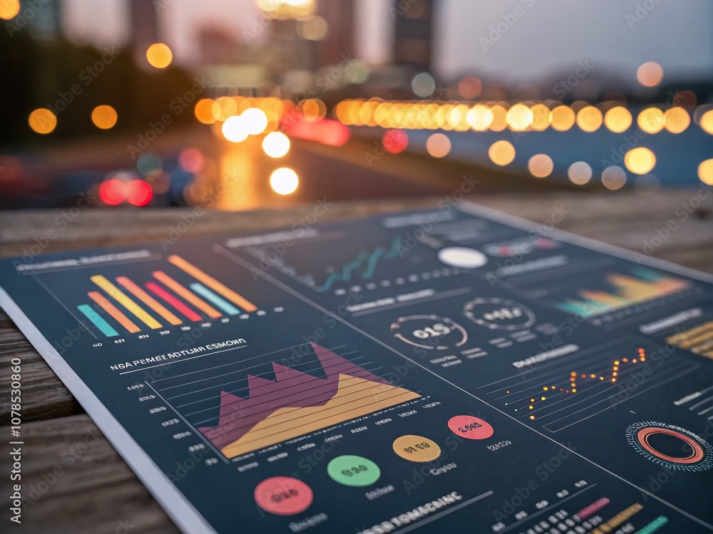 Infographic Elements for Data Visualization in Business Concept Presentations with Glowing ...