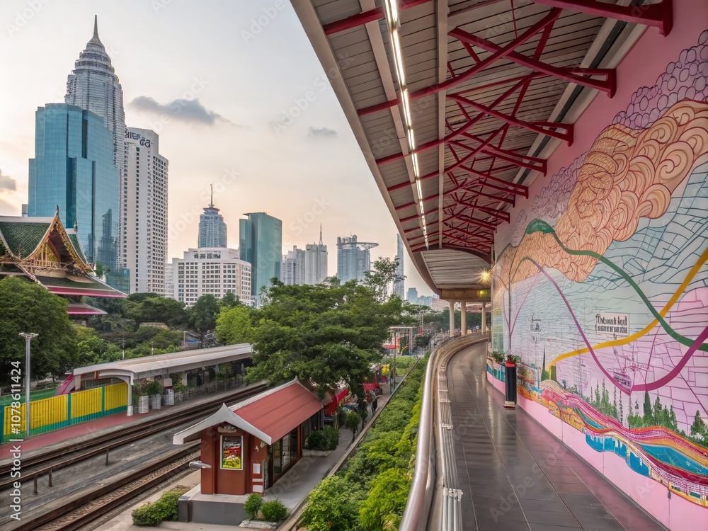 Surreal Representation of the BTS Route Map in Bangkok with Dreamlike ...