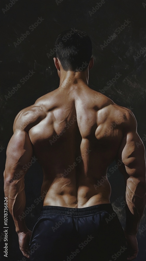 Muscular back of a bodybuilder showcasing defined muscles and ...