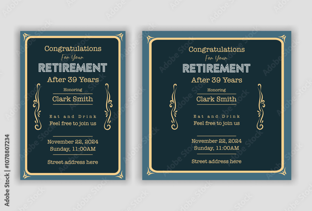 Happy retirement party invitation flyer design Stock Vector | Adobe Stock