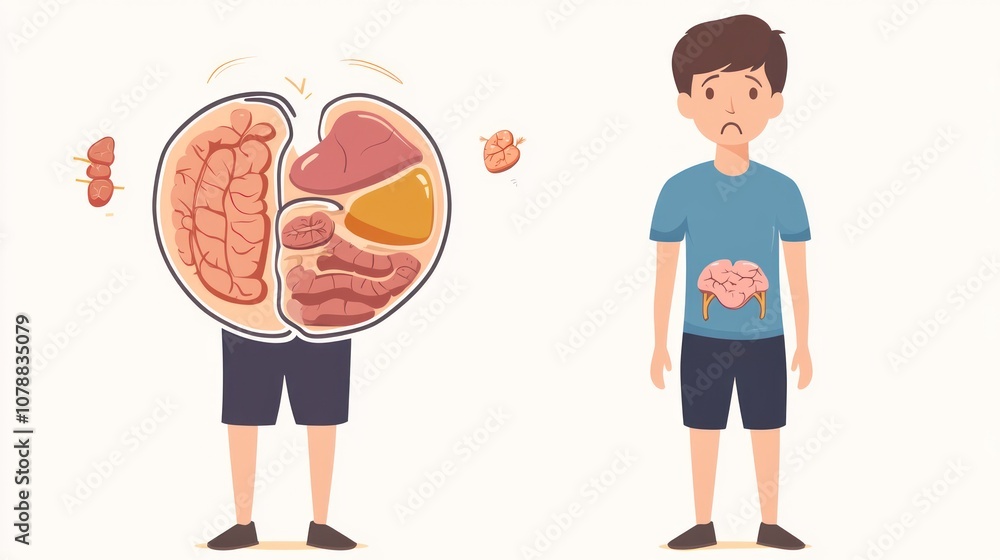 Illustration of a person looking concerned with a detailed diagram of ...