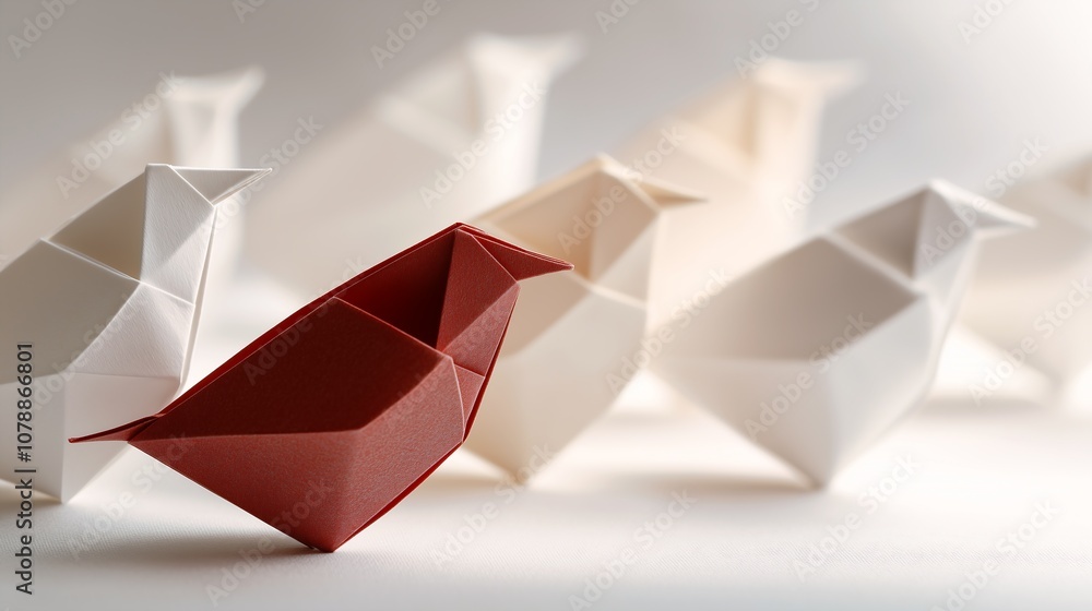origami birds standing row inspiring call action fill paradigm shift ...