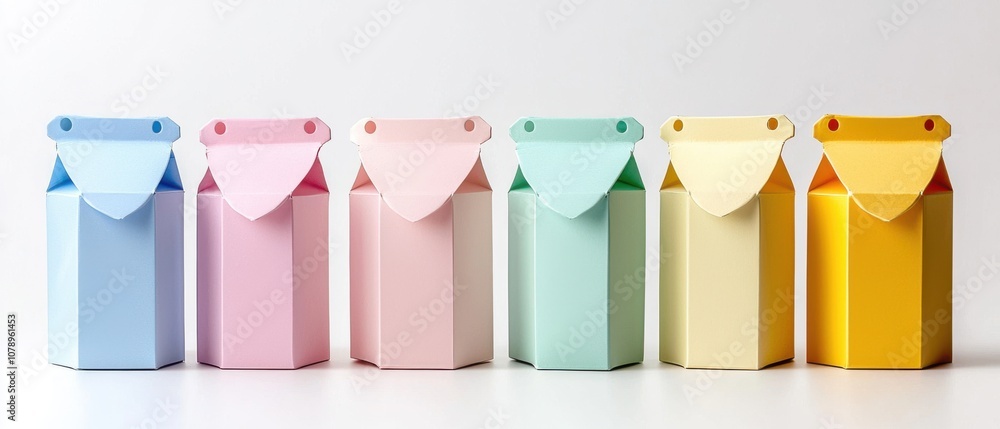 Brighten your day with a set of colorful tilted milk cartons showcasing ...